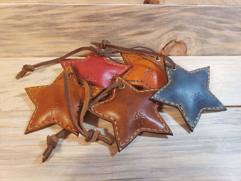 Star Leather Christmas Tree Ornament Holiday Handmade - Etsy