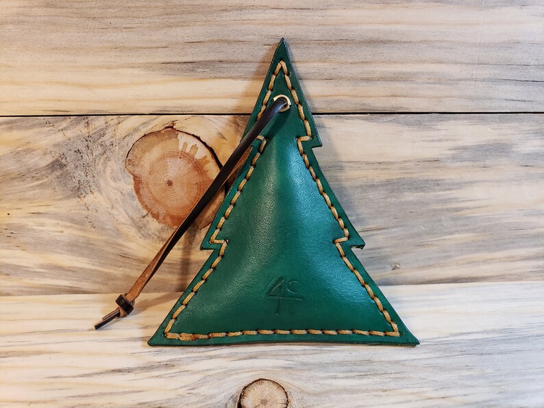 Christmas Tree Leather Christmas Tree Ornament Holiday Handmade ...