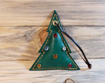 Star Leather Christmas Tree Ornament Holiday Handmade Unique - Etsy