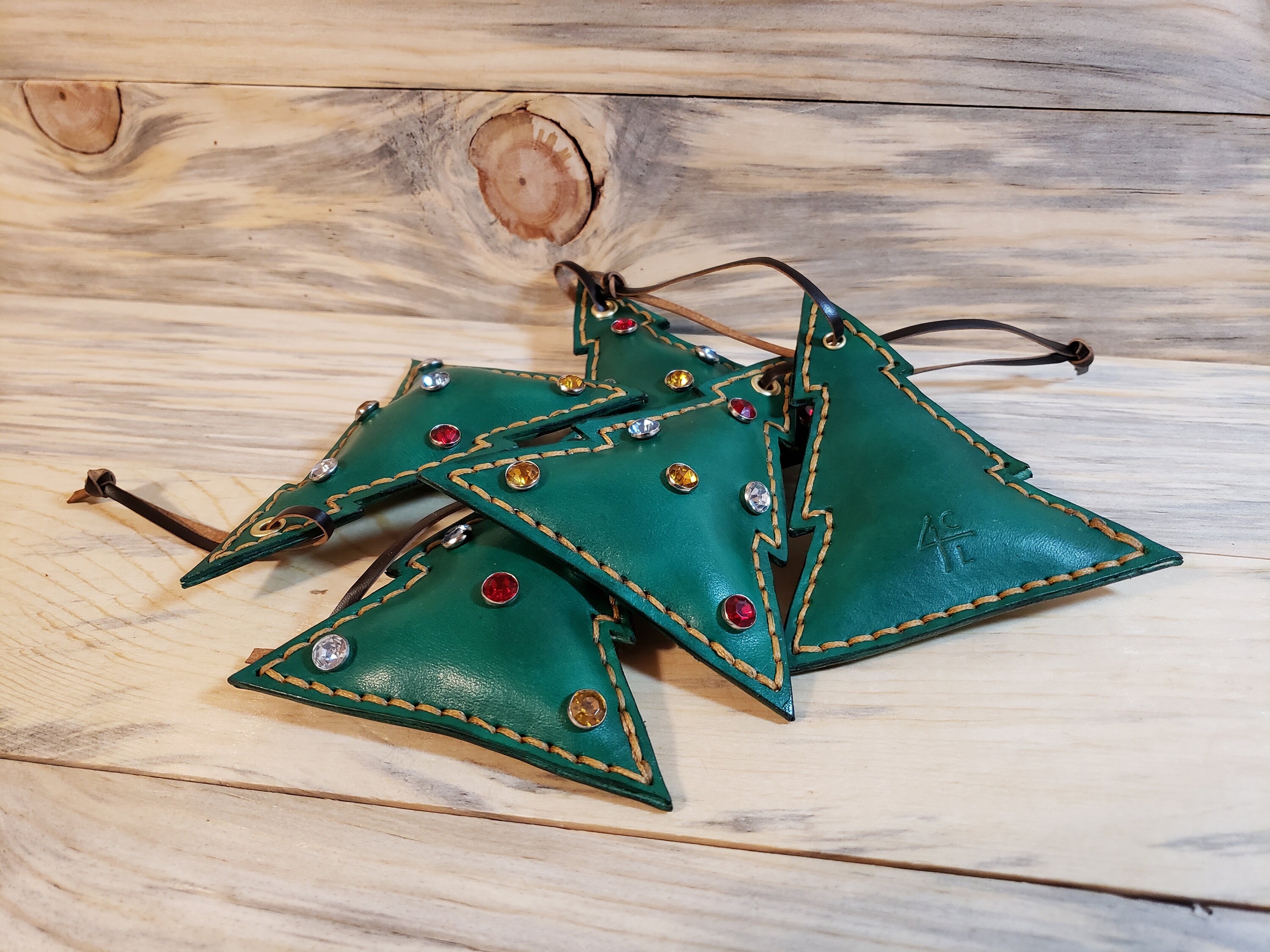 Christmas Tree Leather Christmas Tree Ornament Holiday Handmade ...