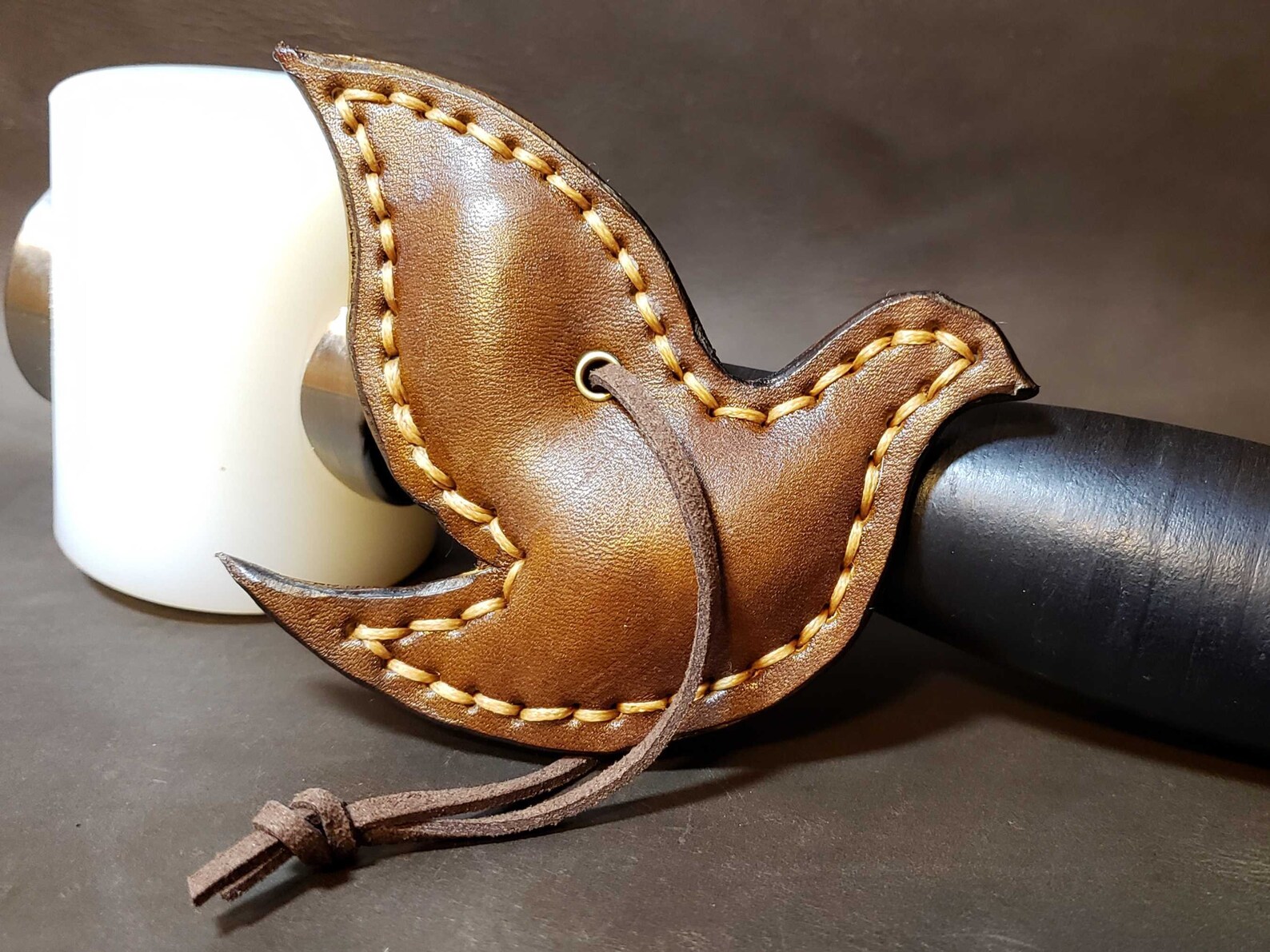 Set of Five Leather Christmas Tree Ornaments Holiday Handmade ...