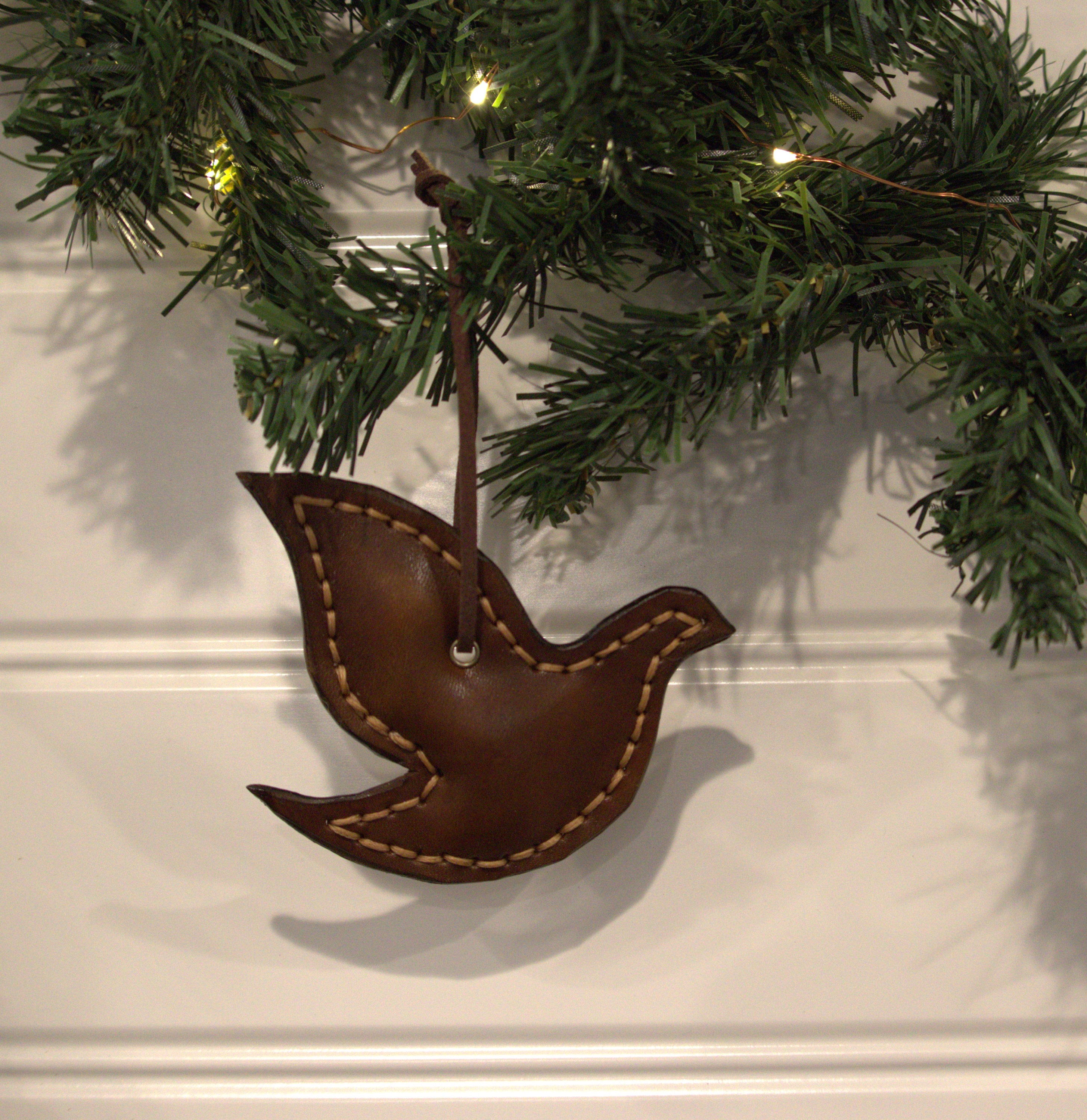 Dove Leather Christmas Tree Ornament Holiday Handmade - Etsy