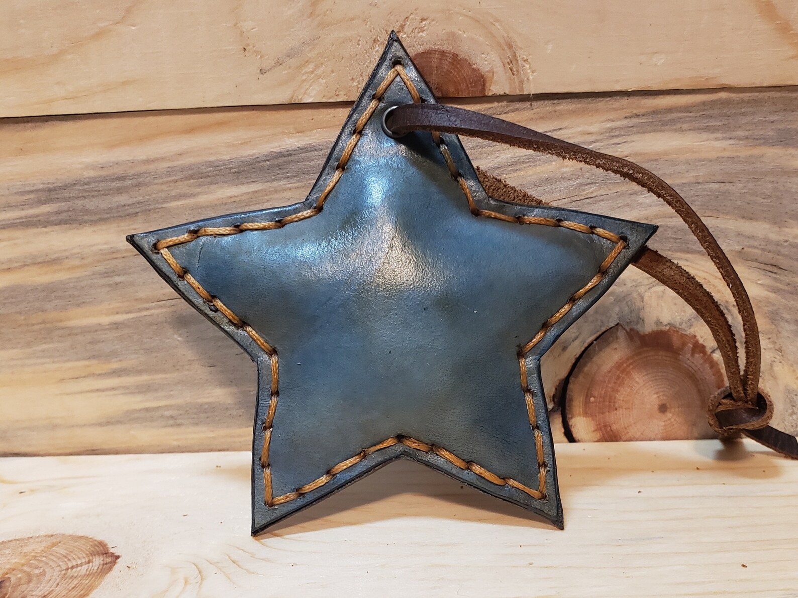 Star Leather Christmas Tree Ornament Holiday Handmade - Etsy