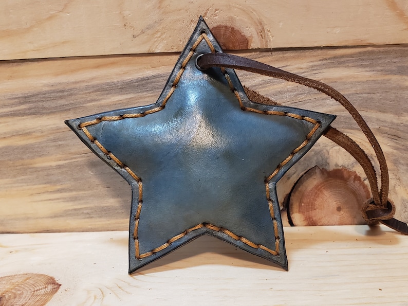 Star Leather Christmas Tree Ornament Holiday Handmade - Etsy