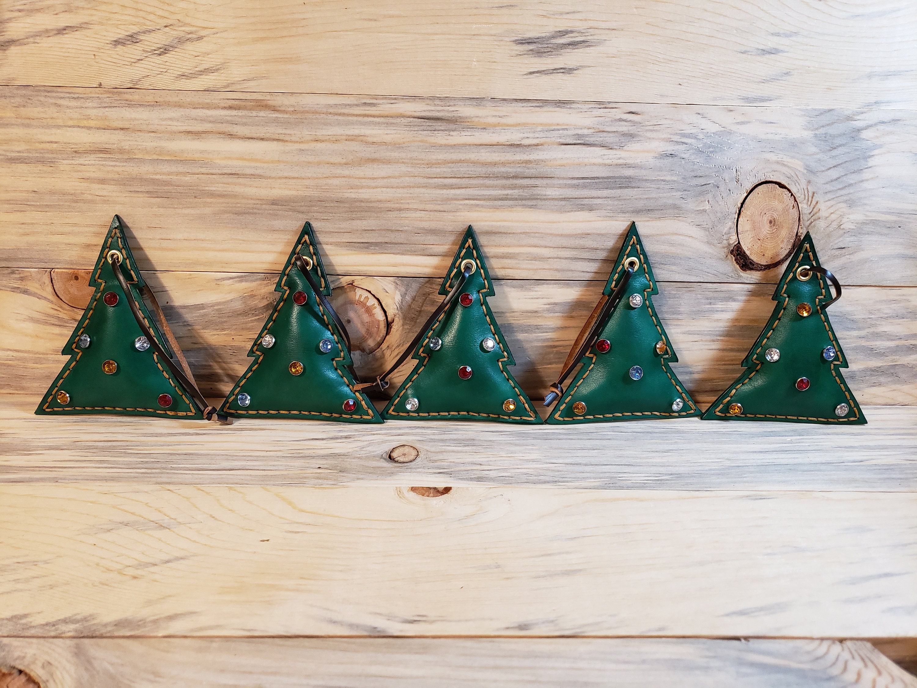 Christmas Tree Leather Christmas Tree Ornament Holiday Handmade ...