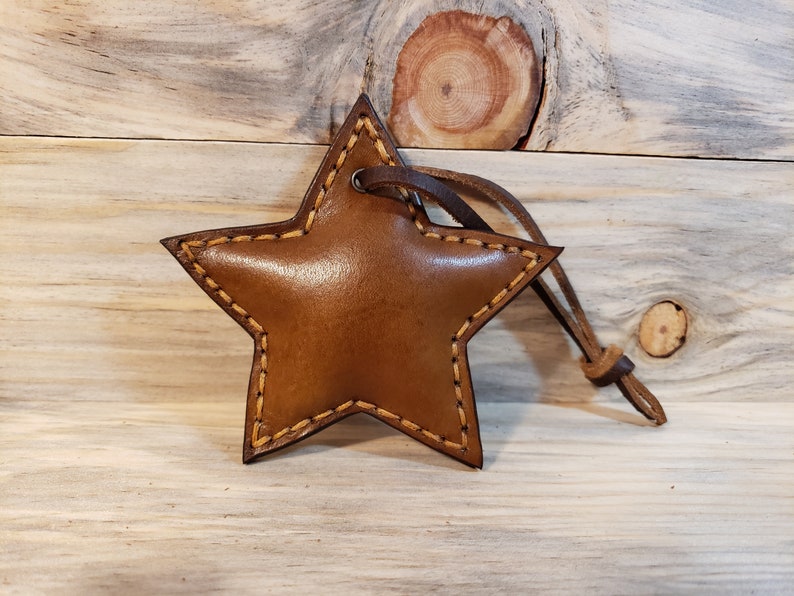 Star Leather Christmas Tree Ornament Holiday Handmade - Etsy