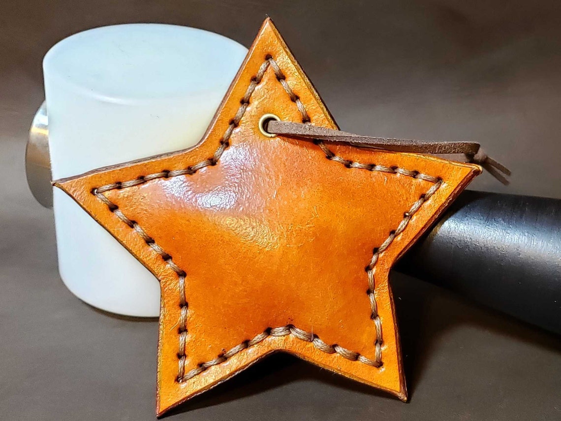 Star Leather Christmas Tree Ornament Holiday Handmade | Etsy