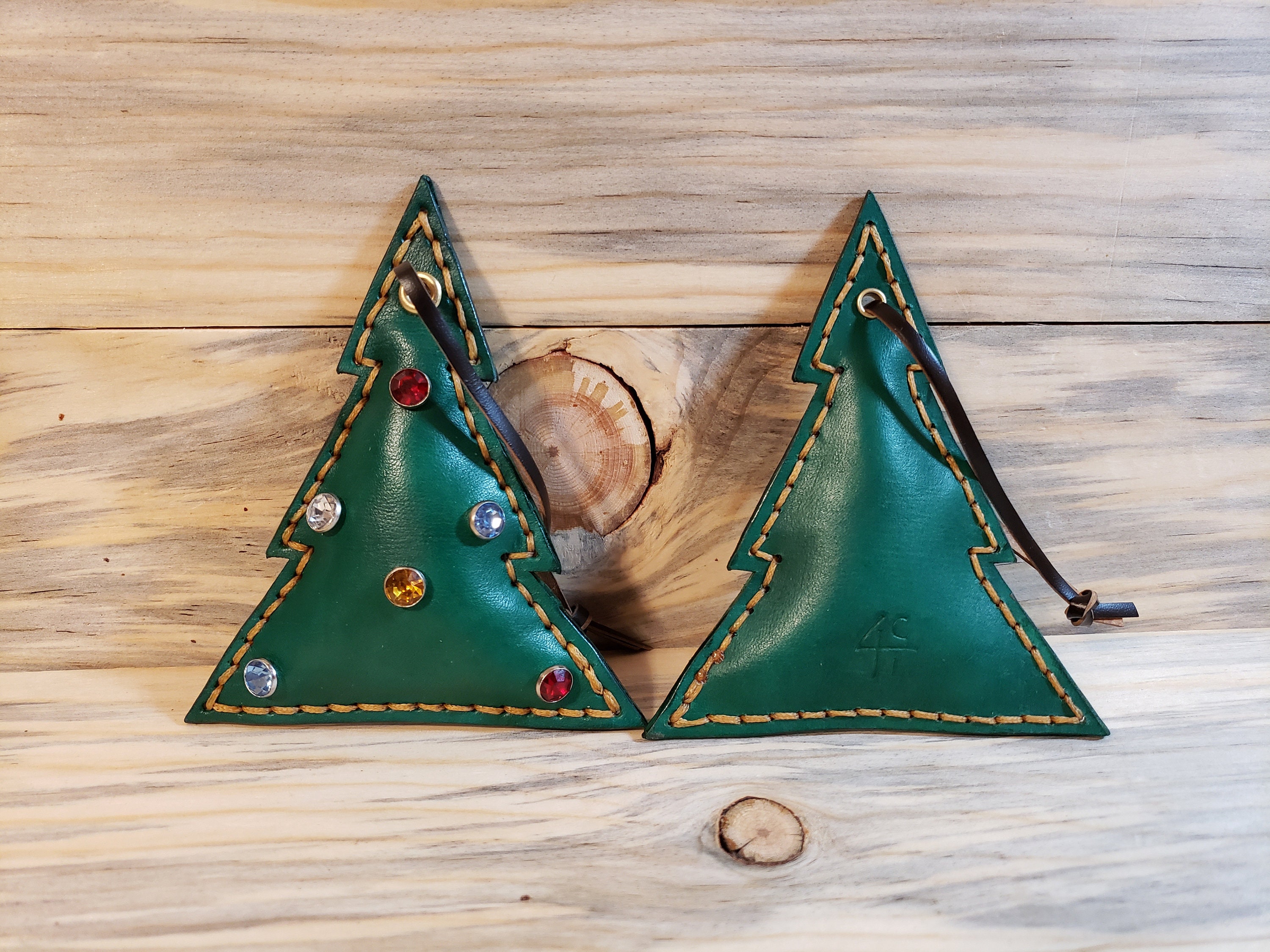 Christmas Tree Leather Christmas Tree Ornament Holiday Handmade ...