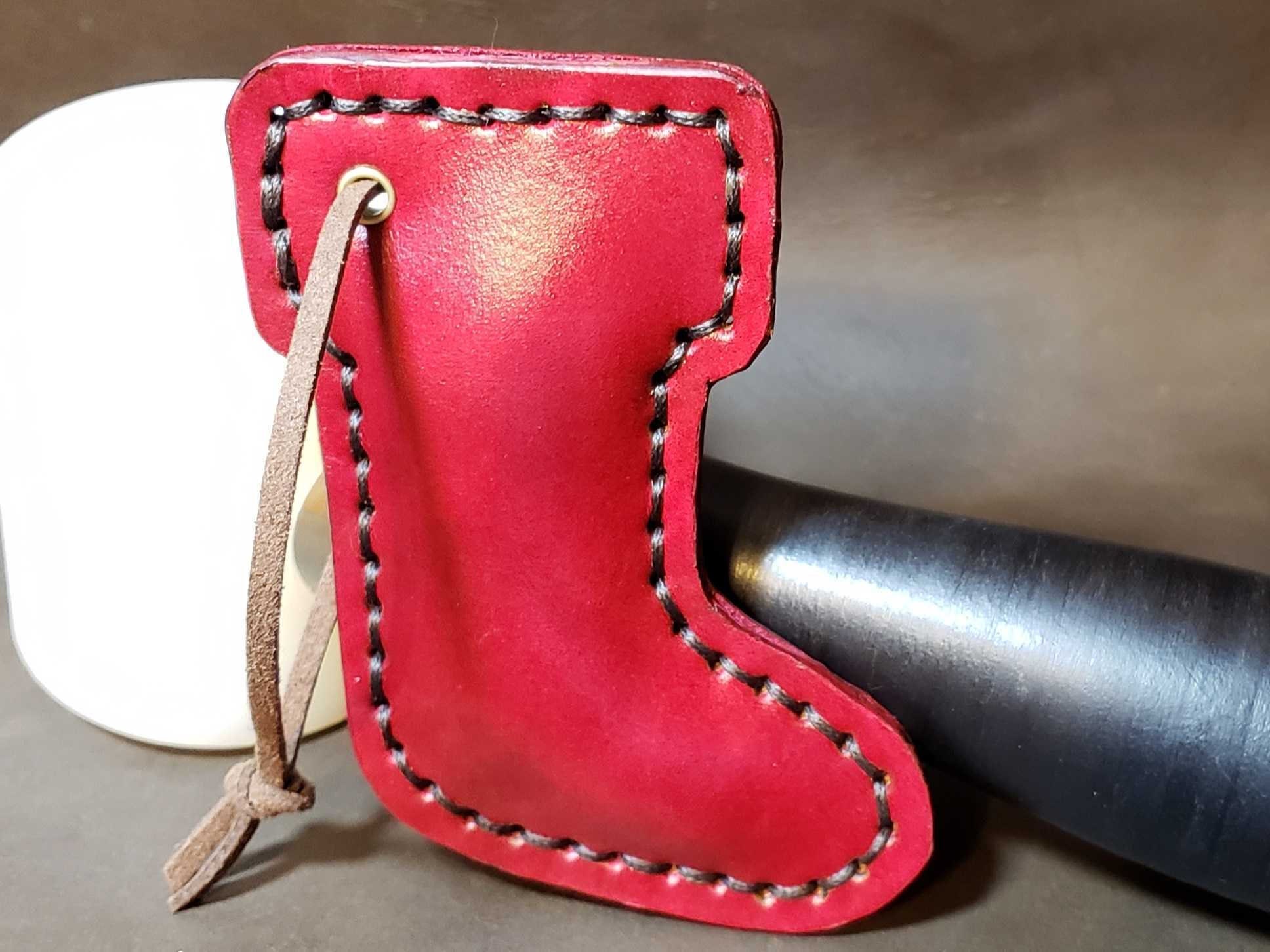 Set of Five Leather Christmas Tree Ornaments Holiday Handmade ...