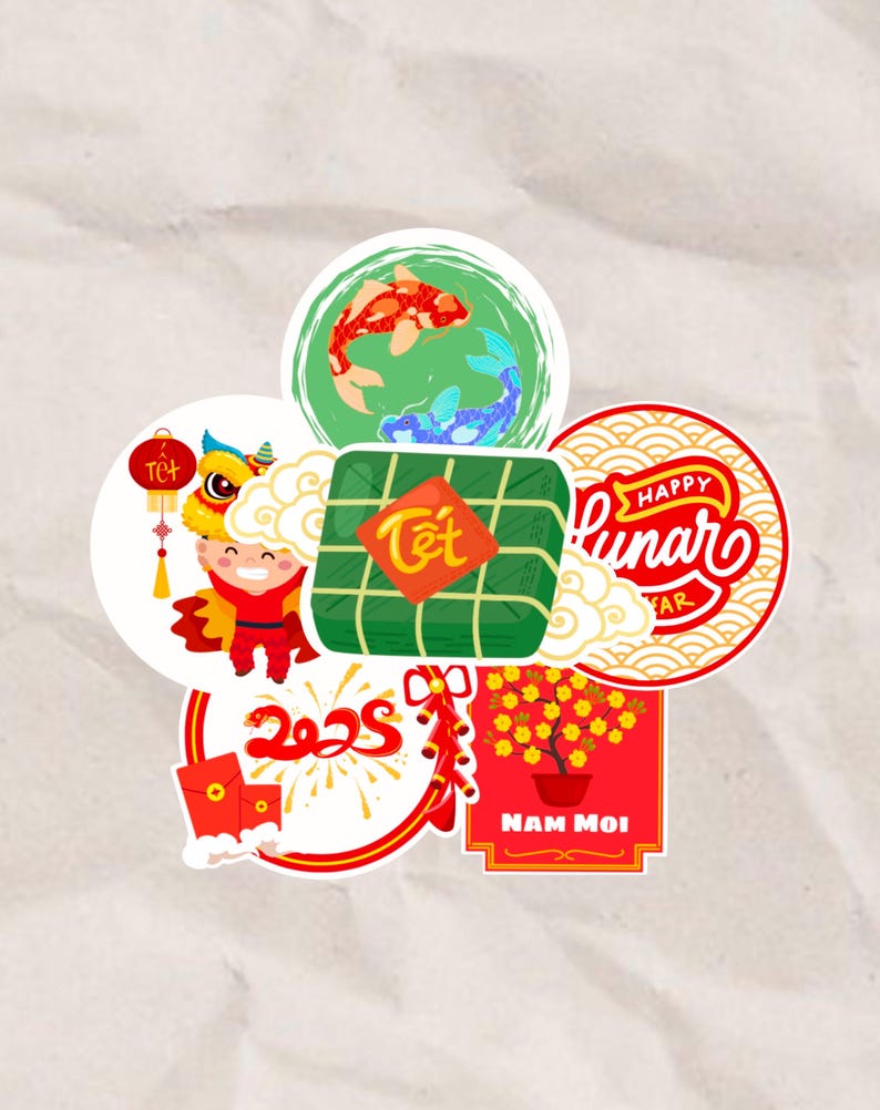 Lunar New Years Stickers | Chinese New Years Stickers | Tet Stickers - Etsy