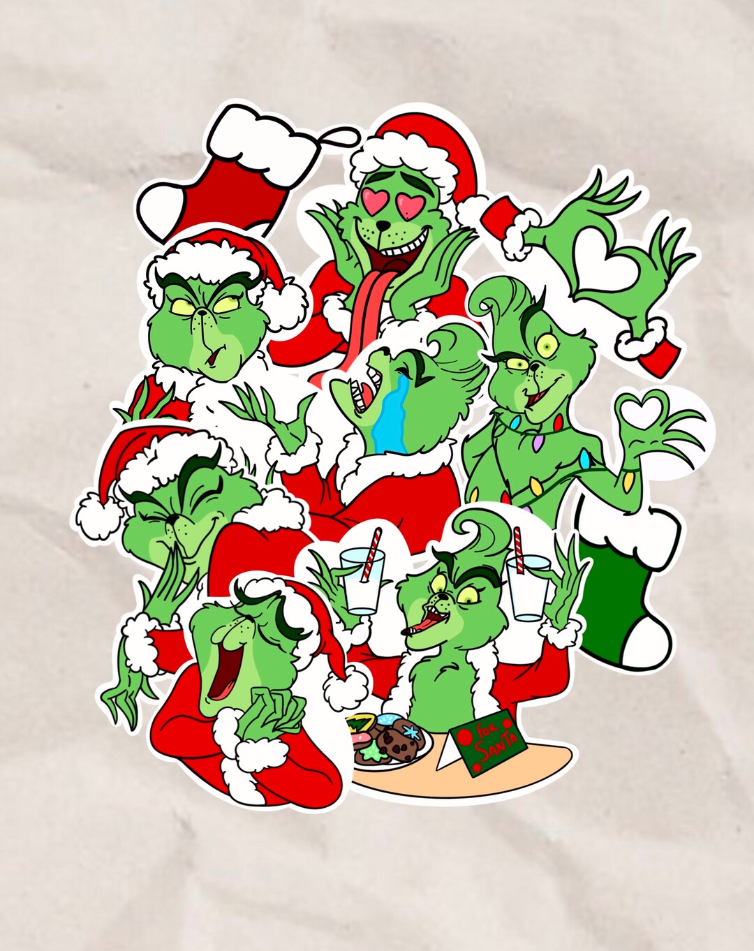 Grinch Christmas Stickers - Etsy