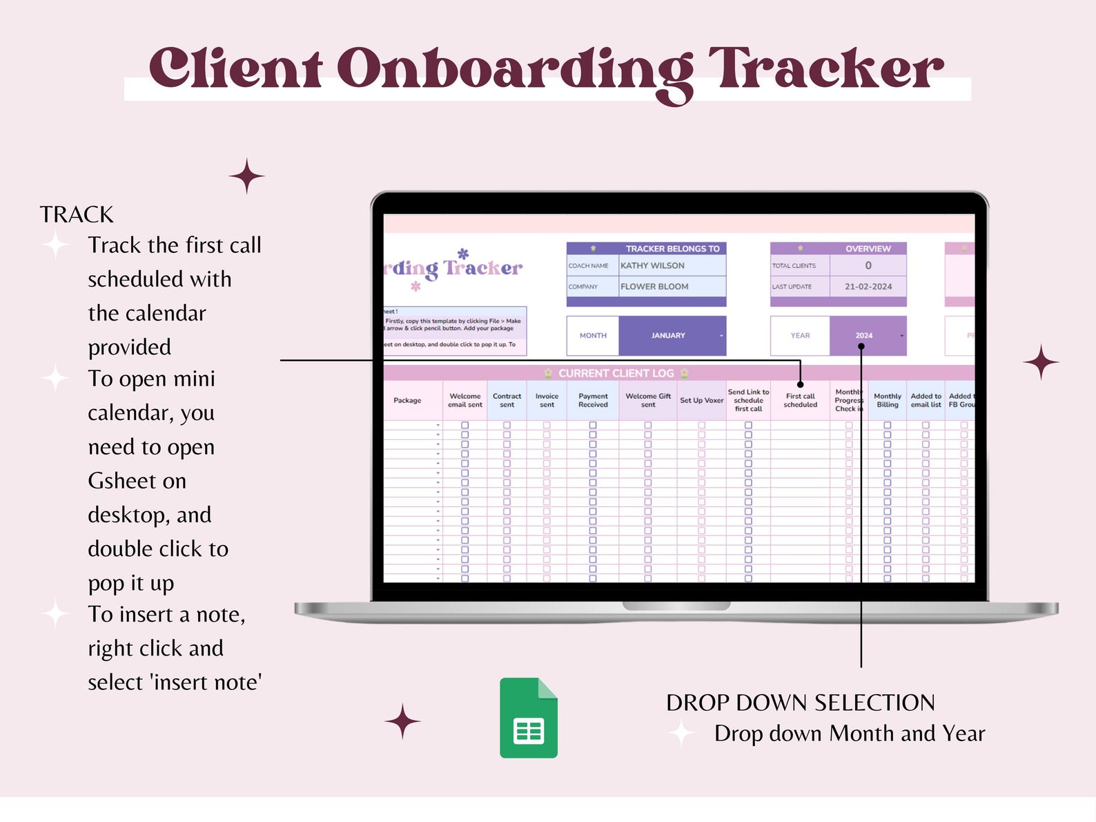 Client Onboarding Tracker Spreadsheet for Coaches, Client Tracker ...