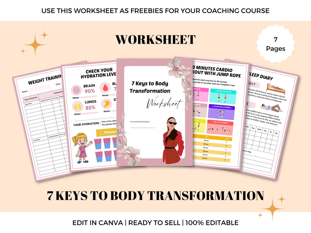 7 Keys to Body Transformation Worksheet, Weight Loss Management, Weight ...