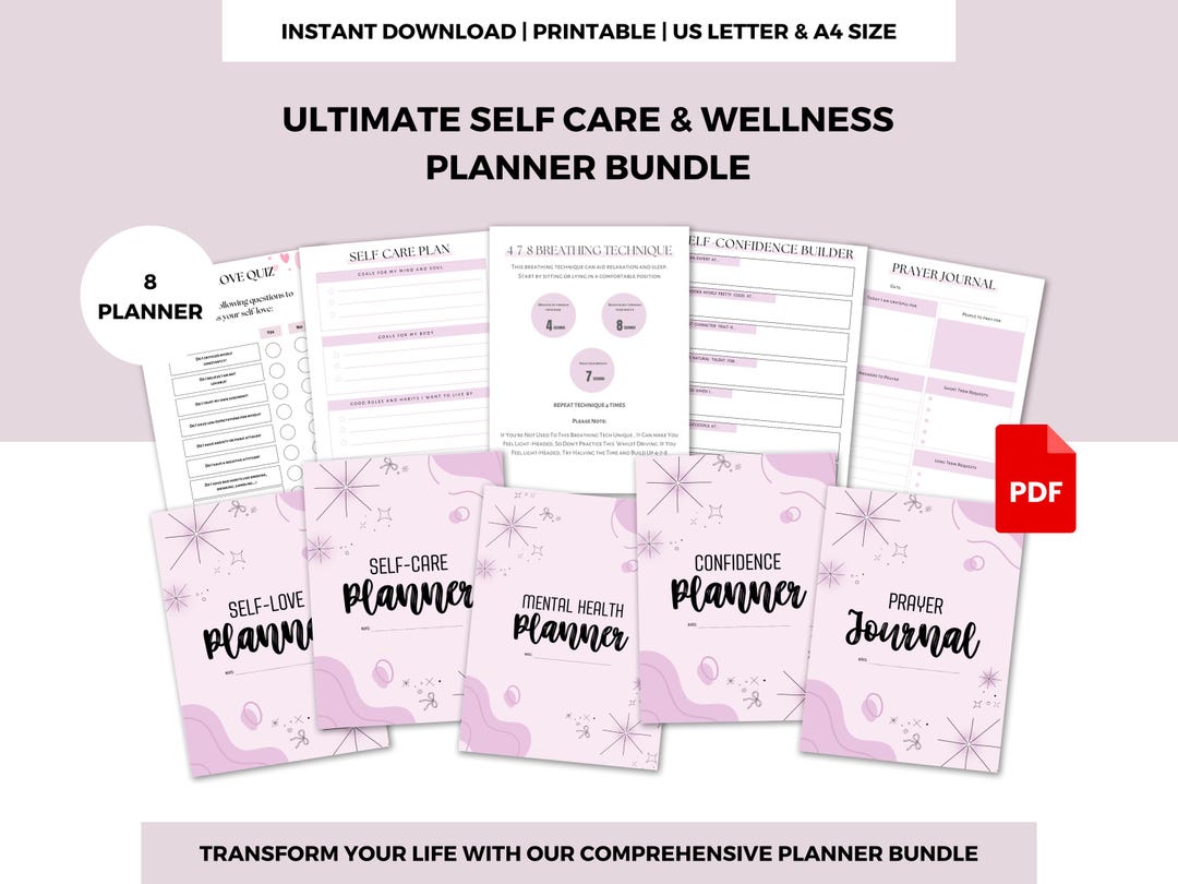 Ultimate Self Care & Wellness Planner Bundle, Self Love Planner, Prayer ...
