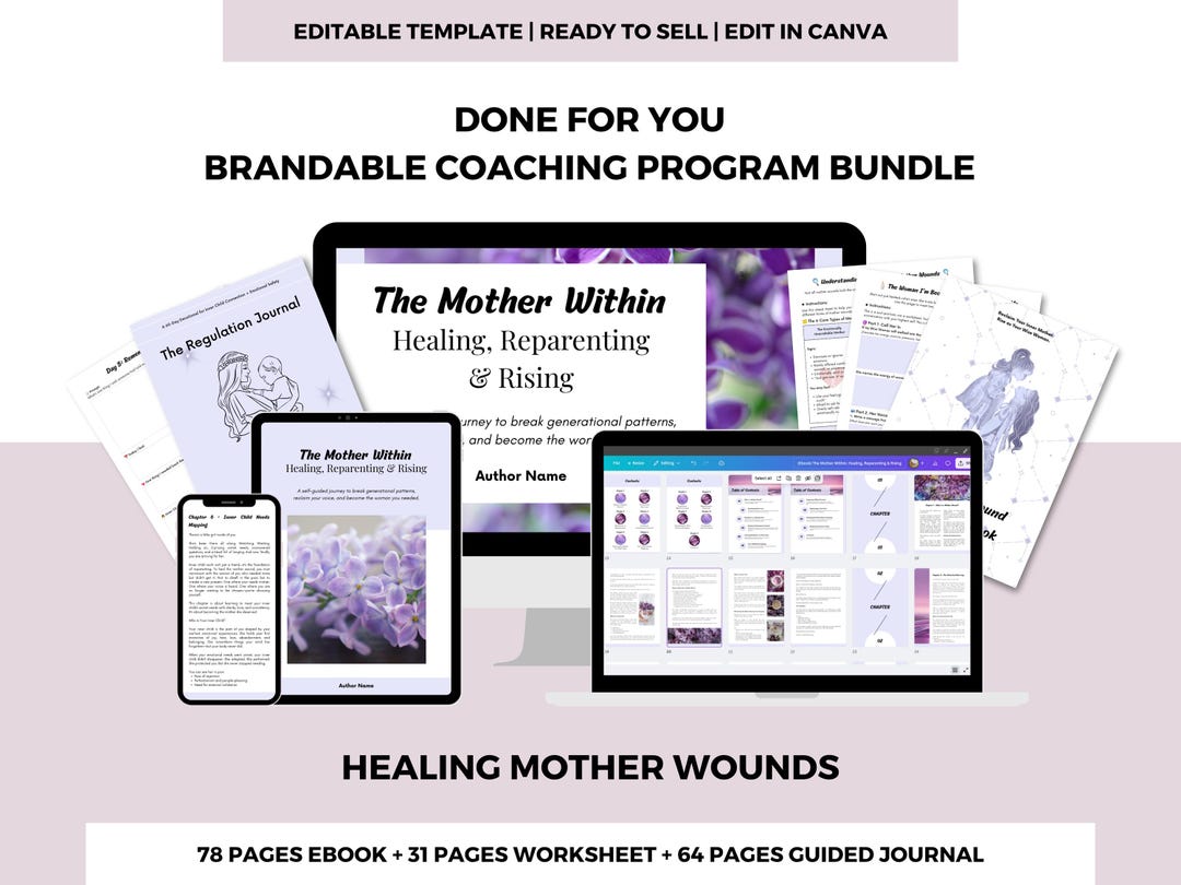 Healing Mother Wound PLR Bundle | Editable Ebook, Workbook & Journal ...