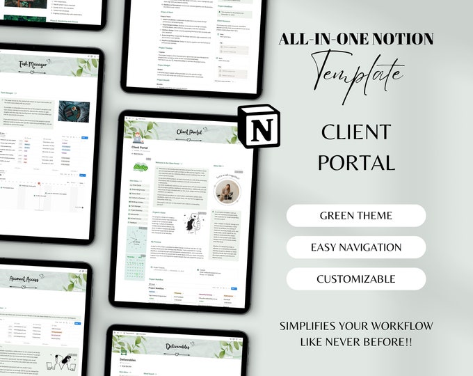 Client Dashboard Notion Template, Client Portal Notion Template, Creative Client Dashboard ...