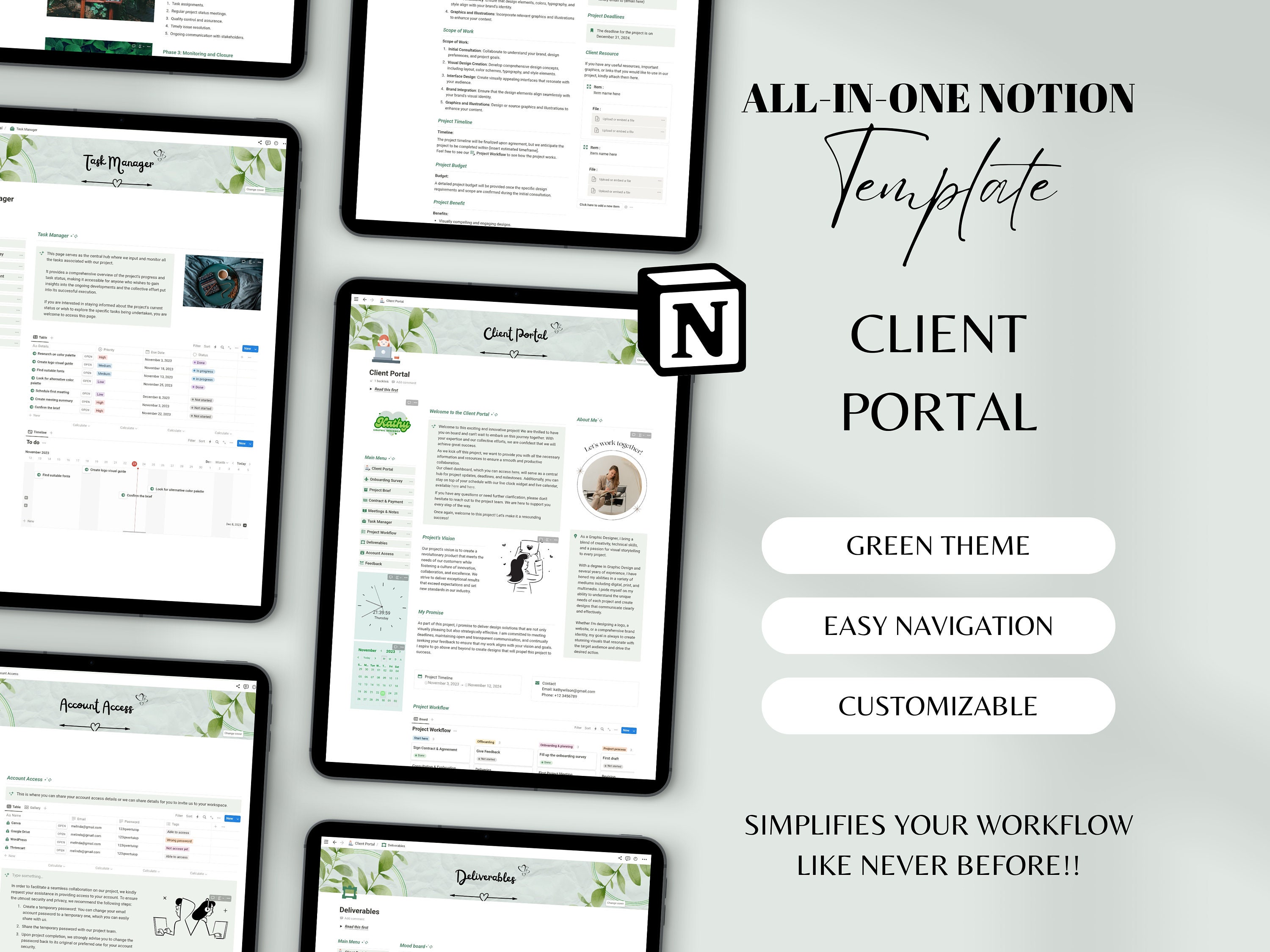 Client Portal Notion Template, Notion Client Dashboard, Project ...