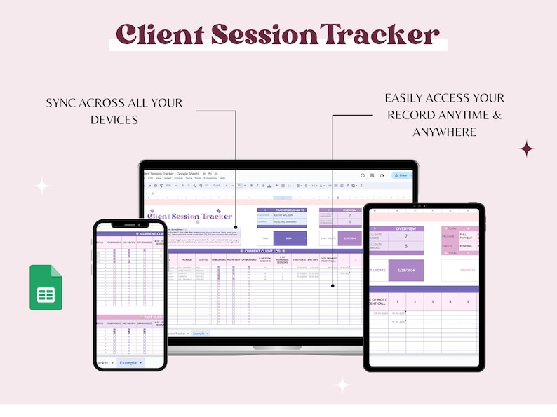 Client Session Tracker Spreadsheet for Coaches, Client Management ...