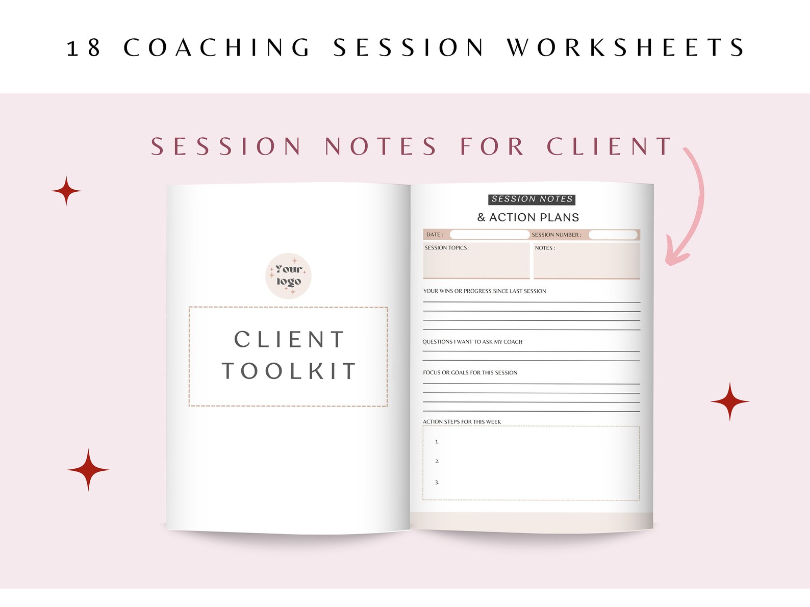Coaching Session Worksheet, Coach Form, Client Form, Action Plan, Goal ...