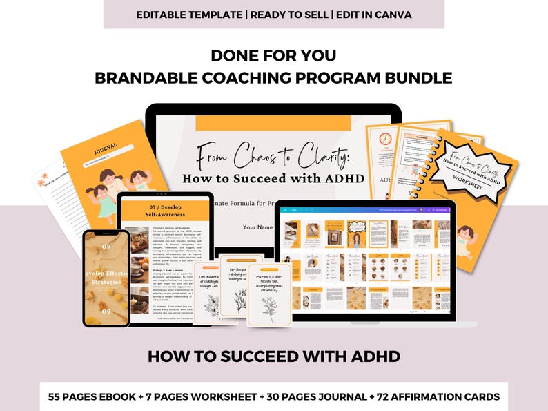 ADHD Success Formula Coaching Program | Canva Templates (digital ...