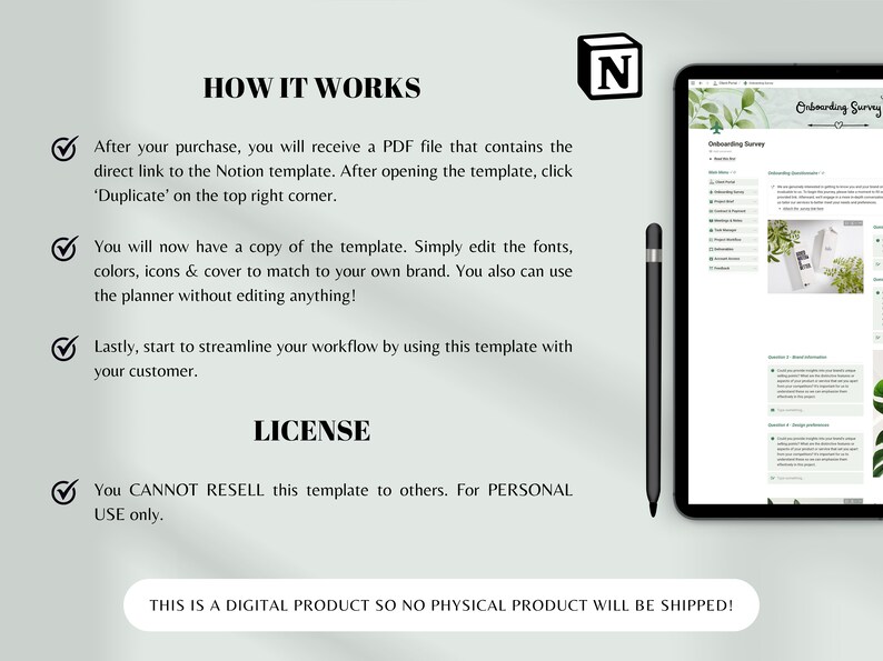 Client Portal Notion Template, Notion Client Dashboard, Project Management, Notion Client ...