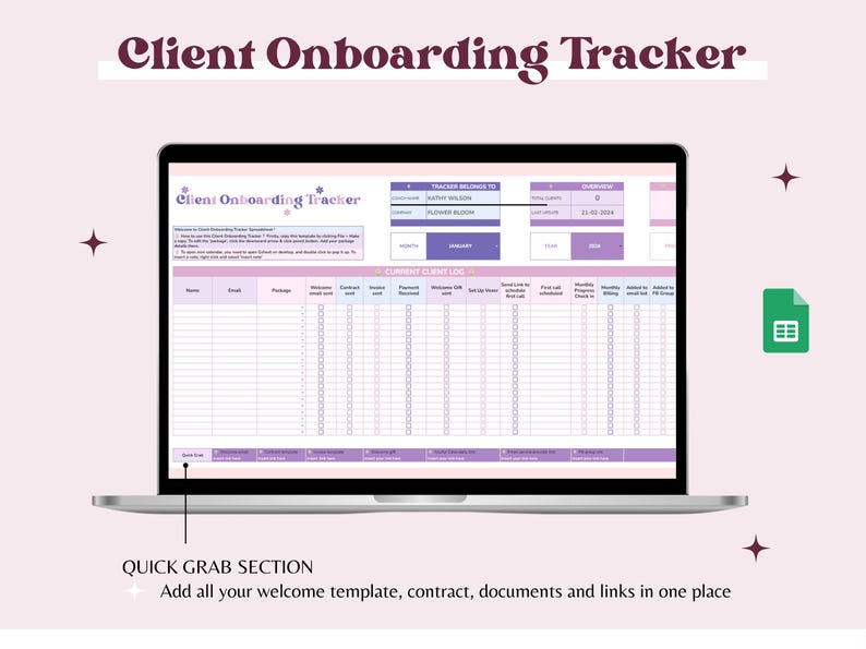 Client Onboarding Tracker Spreadsheet for Coaches, Client Tracker ...