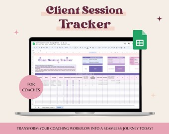 Client Session Tracker Spreadsheet for Coaches, CRM, Client Management ...