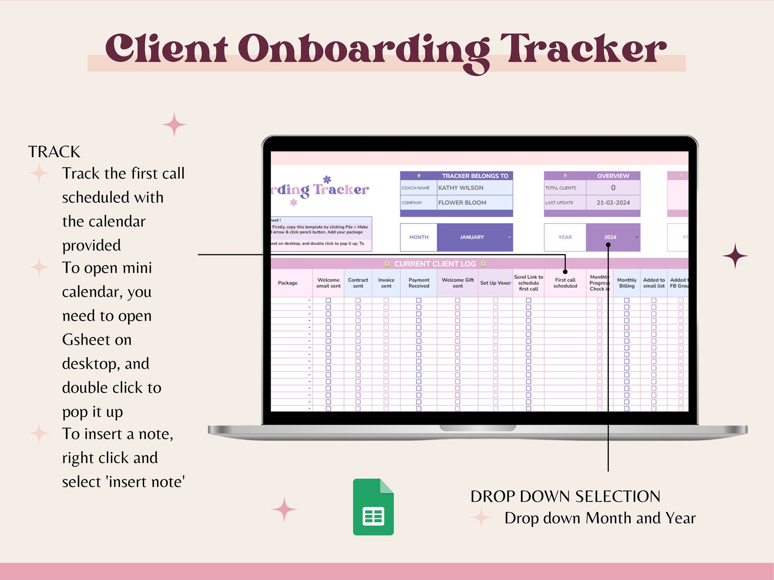 Client Onboarding Tracker Spreadsheet for Coaches, Client Tracker ...