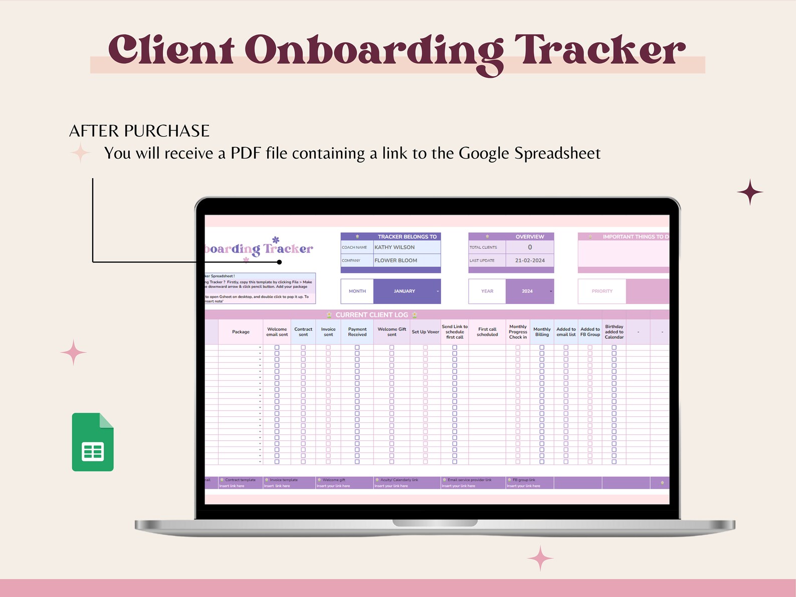 Client Onboarding Tracker Spreadsheet for Coaches, Client Tracker ...