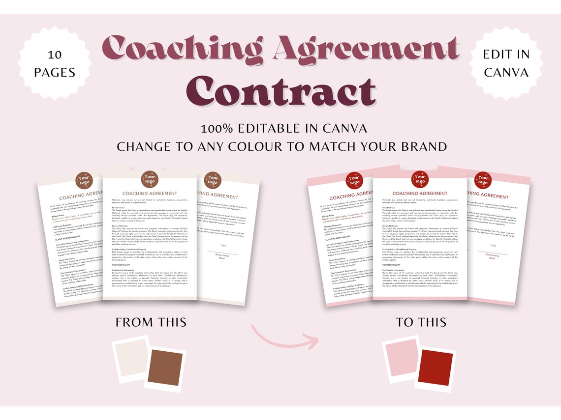 Coaching Agreement Template, Coaching Contract Template, Legal Contract ...