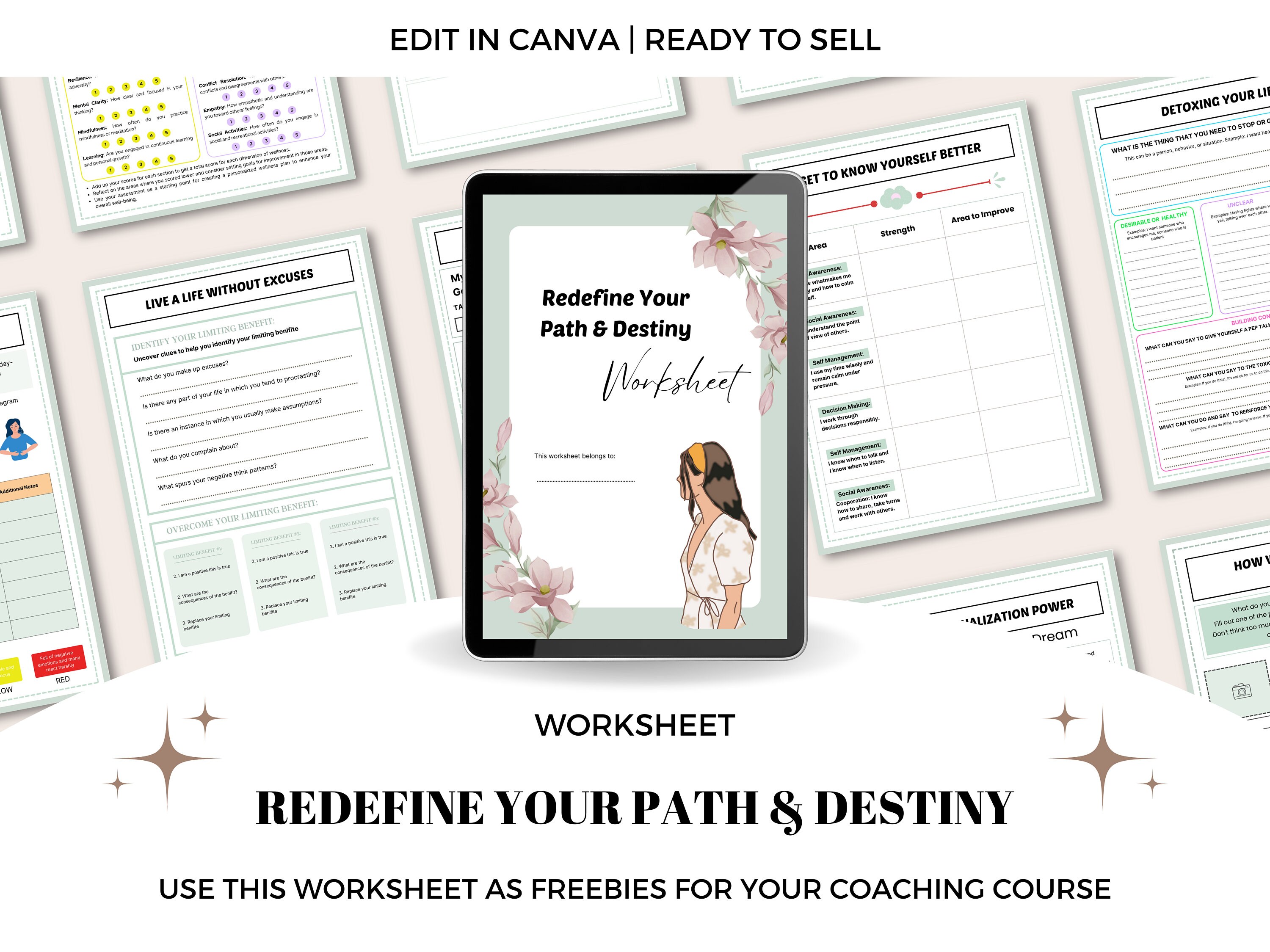 Redefine Your Path & Destiny Worksheet, Self Discovery, Meditation and ...