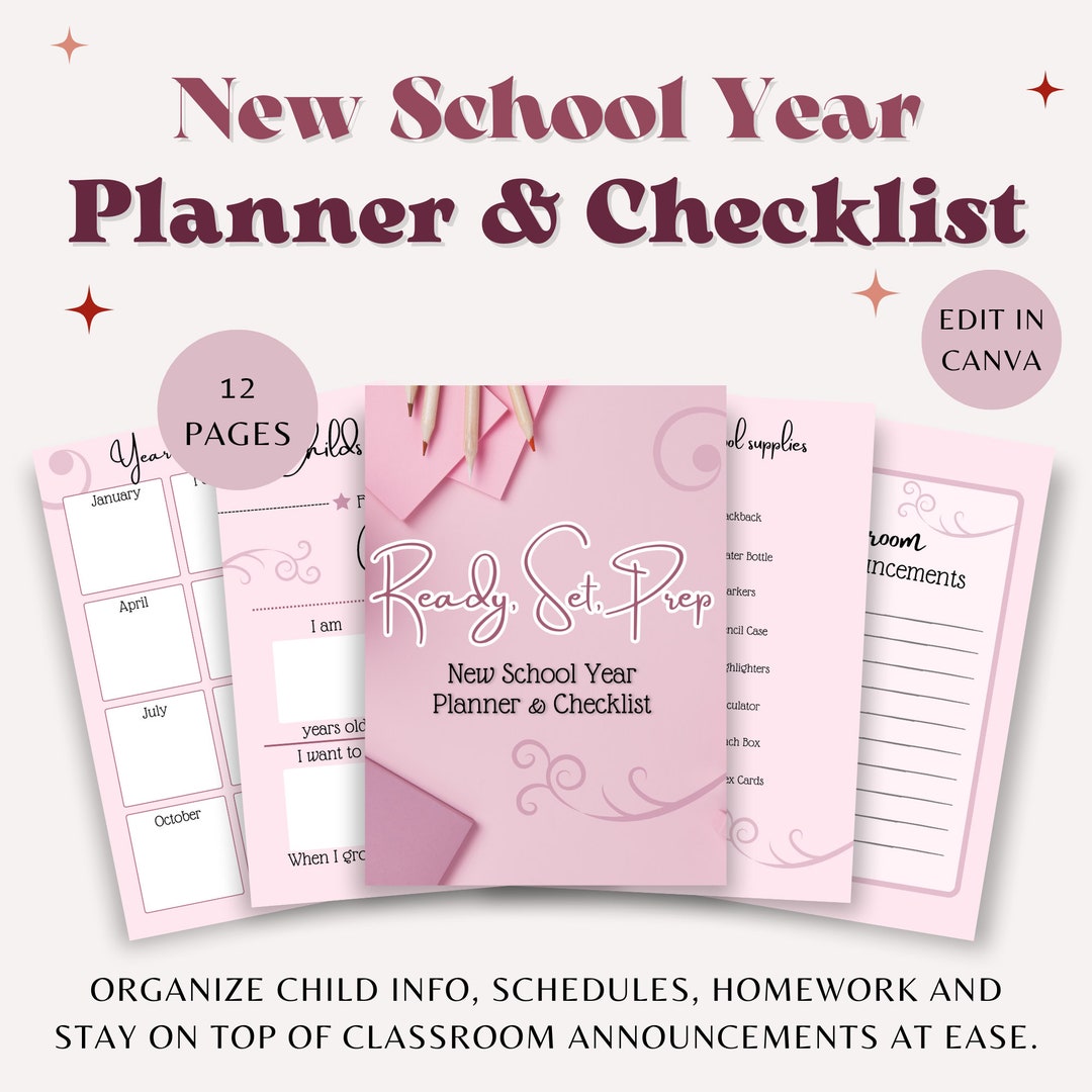 New School Year Planner & Checklist, Planner for Kids, Homework Tracker ...