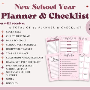 New School Year Planner & Checklist, Planner for Kids, Homework Tracker ...