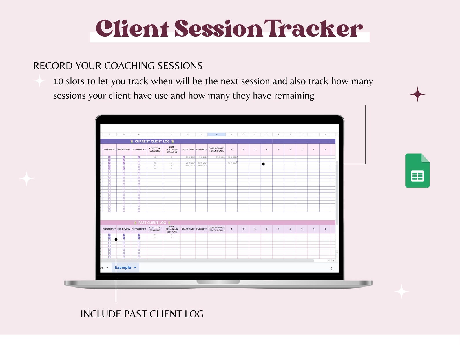 Client Session Tracker Spreadsheet for Coaches, Client Management ...