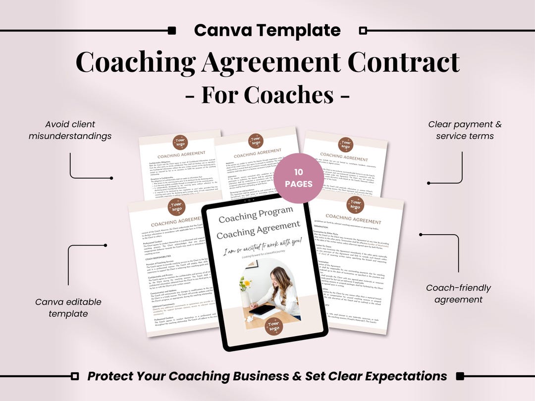 Coaching Agreement Contract Template for Coaches | Editable Canva ...