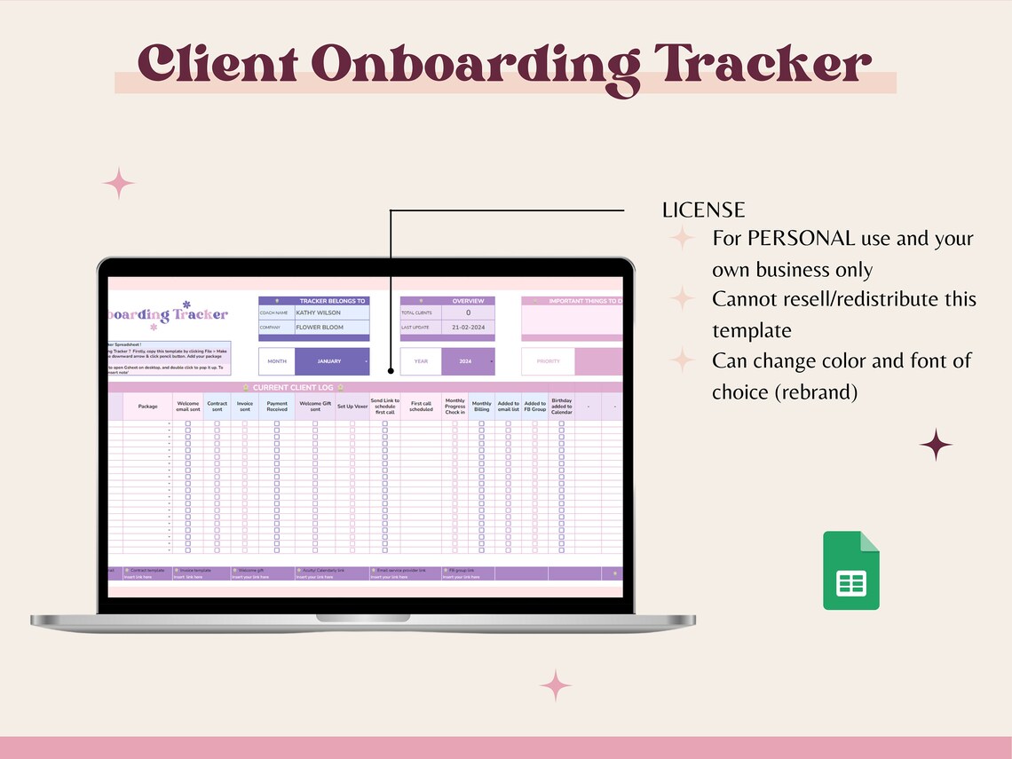 Client Onboarding Tracker Spreadsheet for Coaches, Client Tracker ...