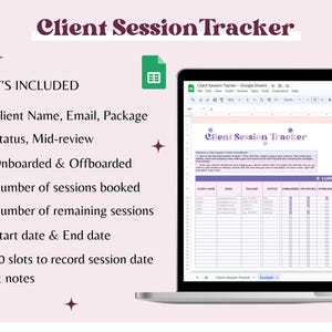 Client Session Tracker Spreadsheet for Coaches, Client Management ...