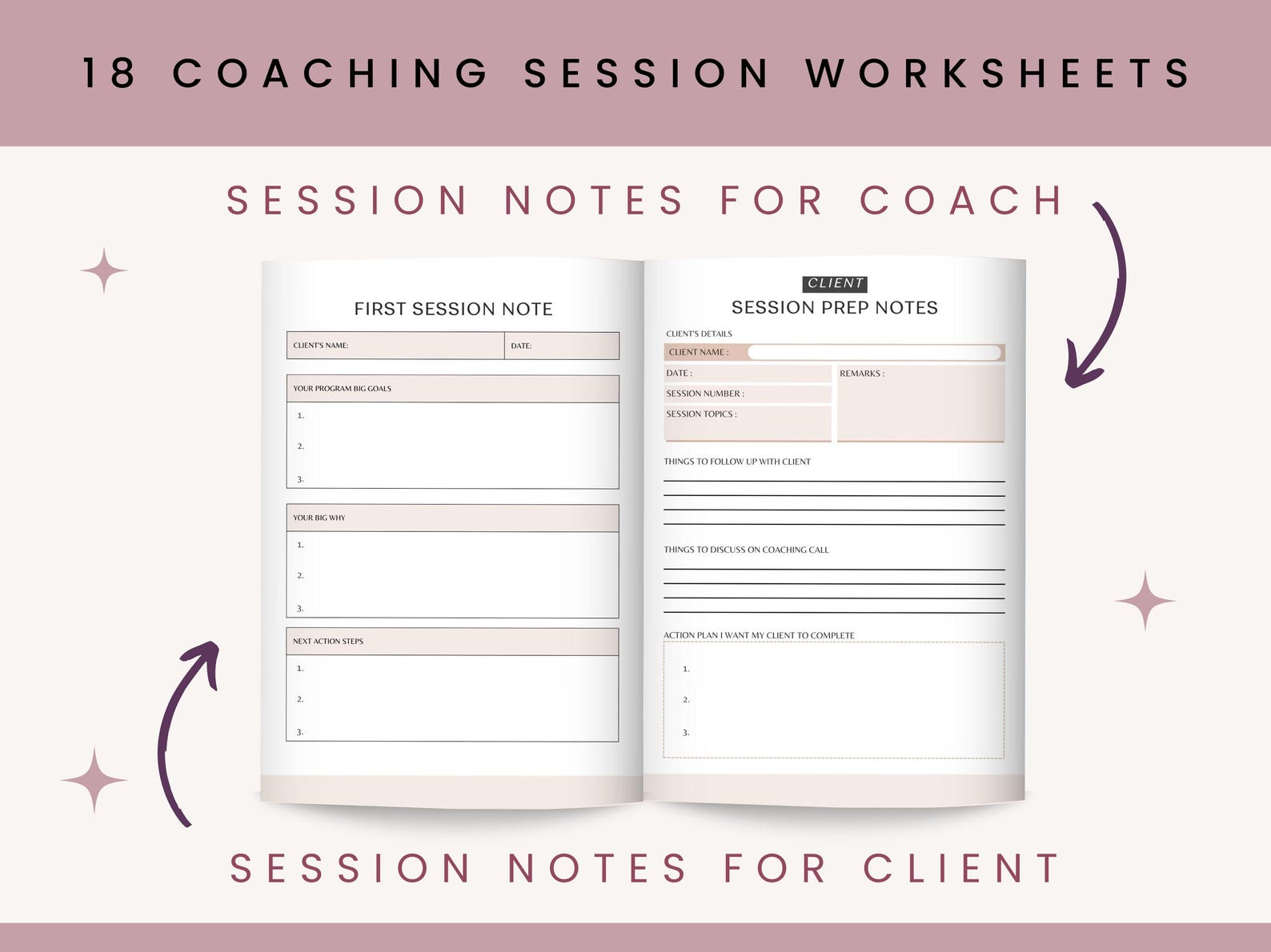 Editable Coaching Session Worksheet Template for Coaches, Client Form ...
