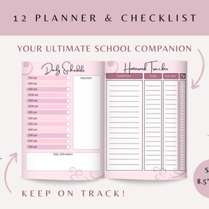 New School Year Planner & Checklist, Homework Tracker (canva Editable ...