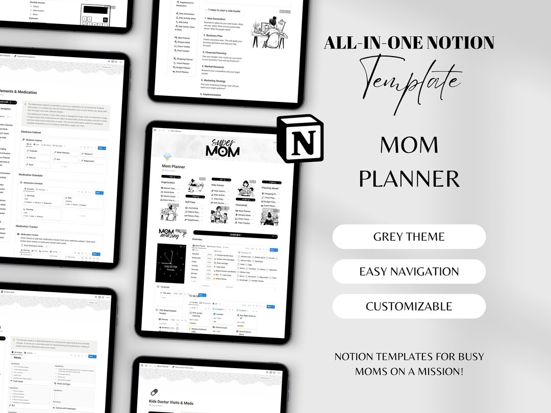 Mom Planner Notion Template, Busy Mom Planner, Habit Tracker , Mom ...