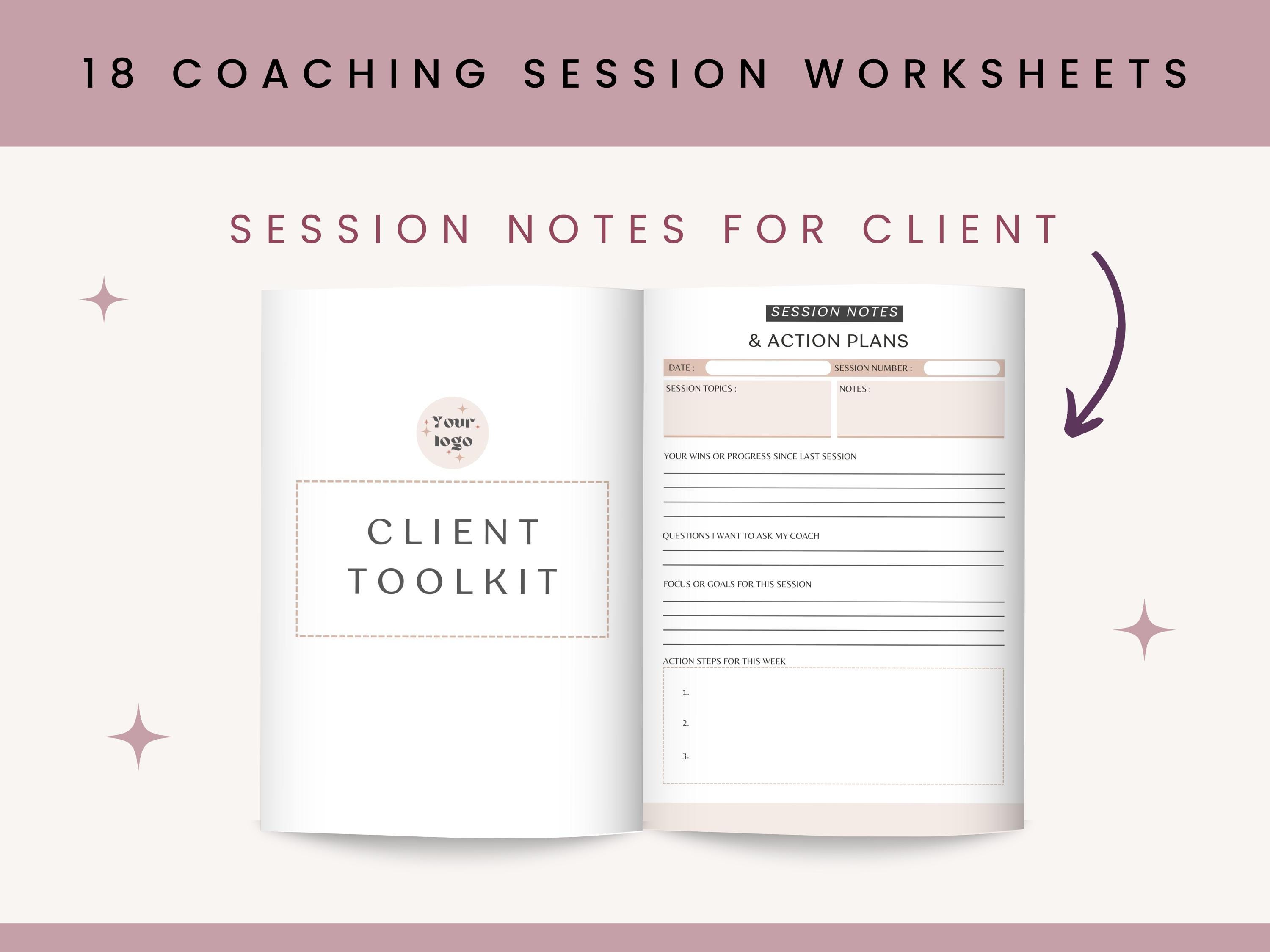 Editable Coaching Session Worksheet Template for Coaches, Client Form ...