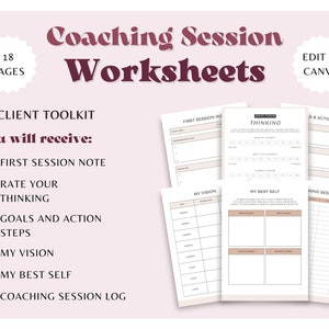 Coaching Session Worksheet, Coach Form, Client Form, Action Plan, Goal ...