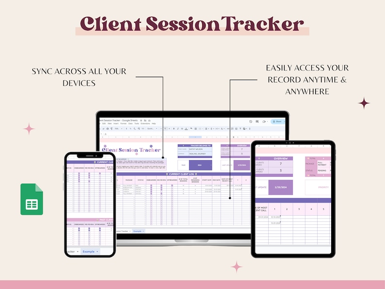 Client Session Tracker Spreadsheet for Coaches, Client Management ...