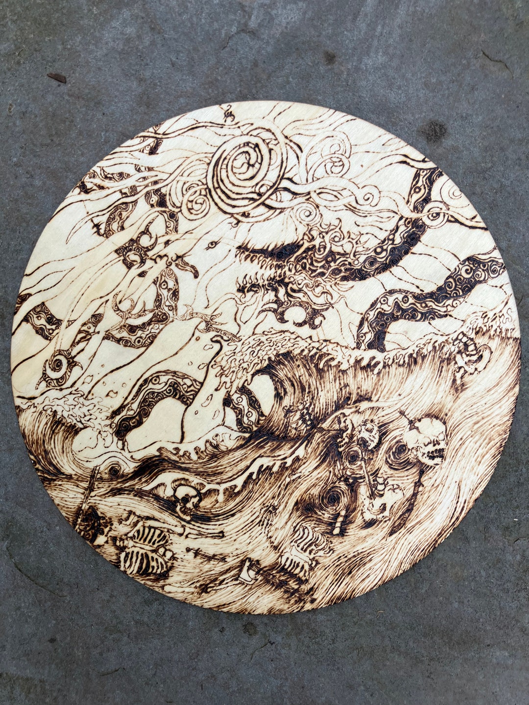 Wood Burnt River Styx Dragon - Etsy