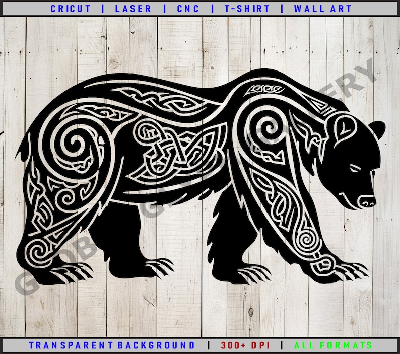 Celtic Bear SVG, Celtic Animal Art, Bear SVG, Celtic Tattoo, Digital Download, Celtic Wall Art ...