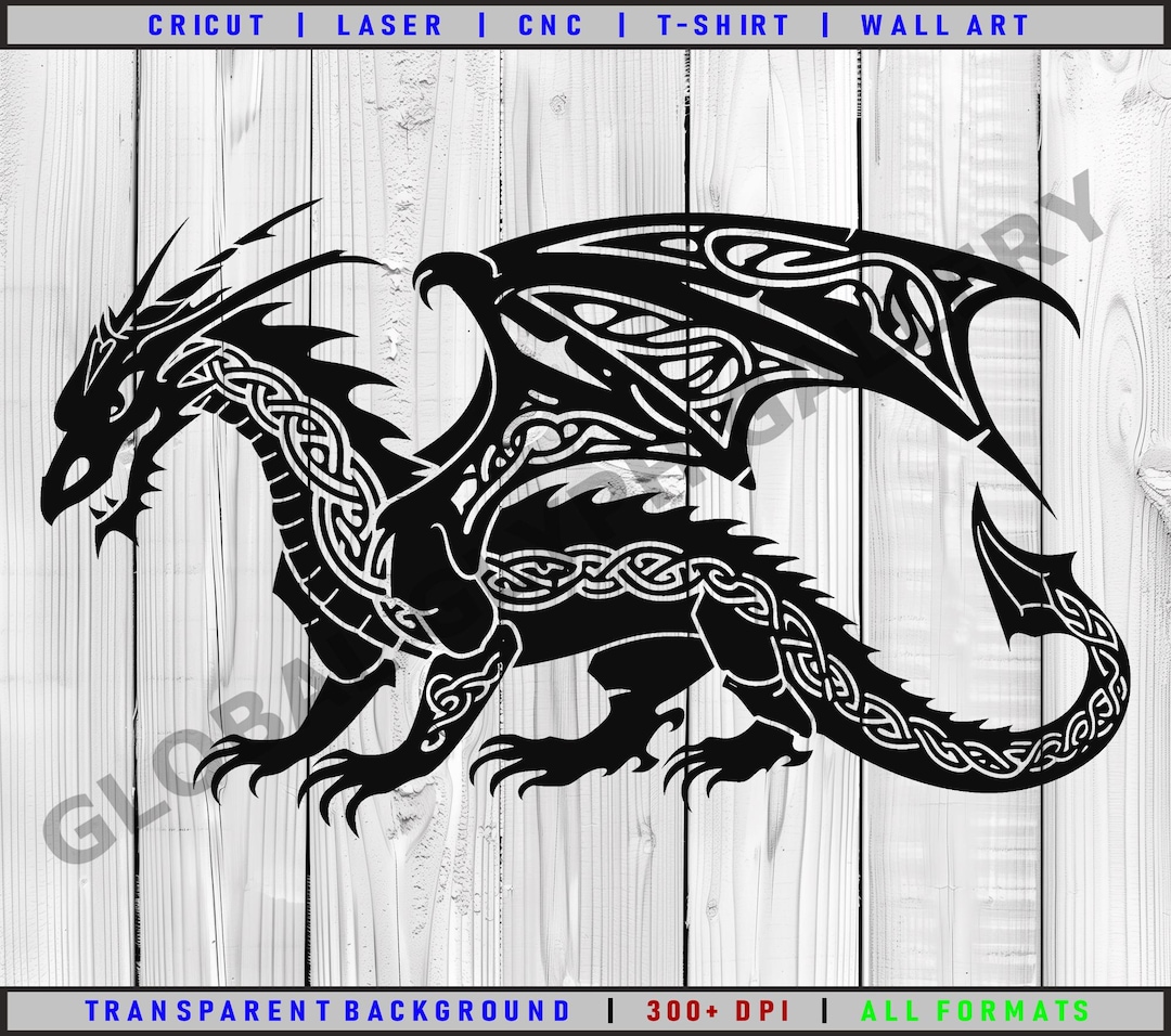 Celtic Dragon SVG | Dragon Knot DXF | Cricut Cut File | Celtic Art ...