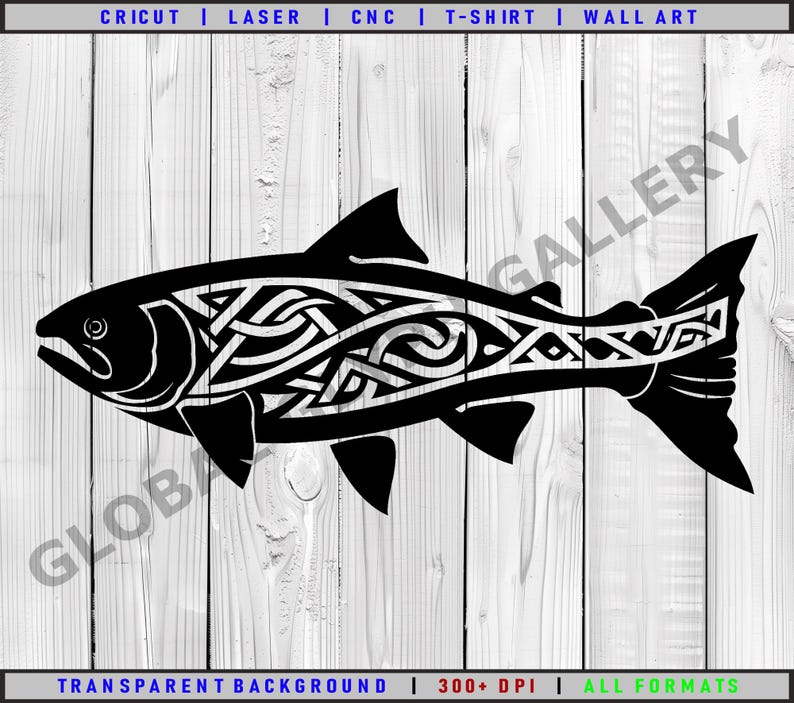 Celtic Salmon SVG | Salmon DXF | Cricut Cut File | Celtic Knot Art ...