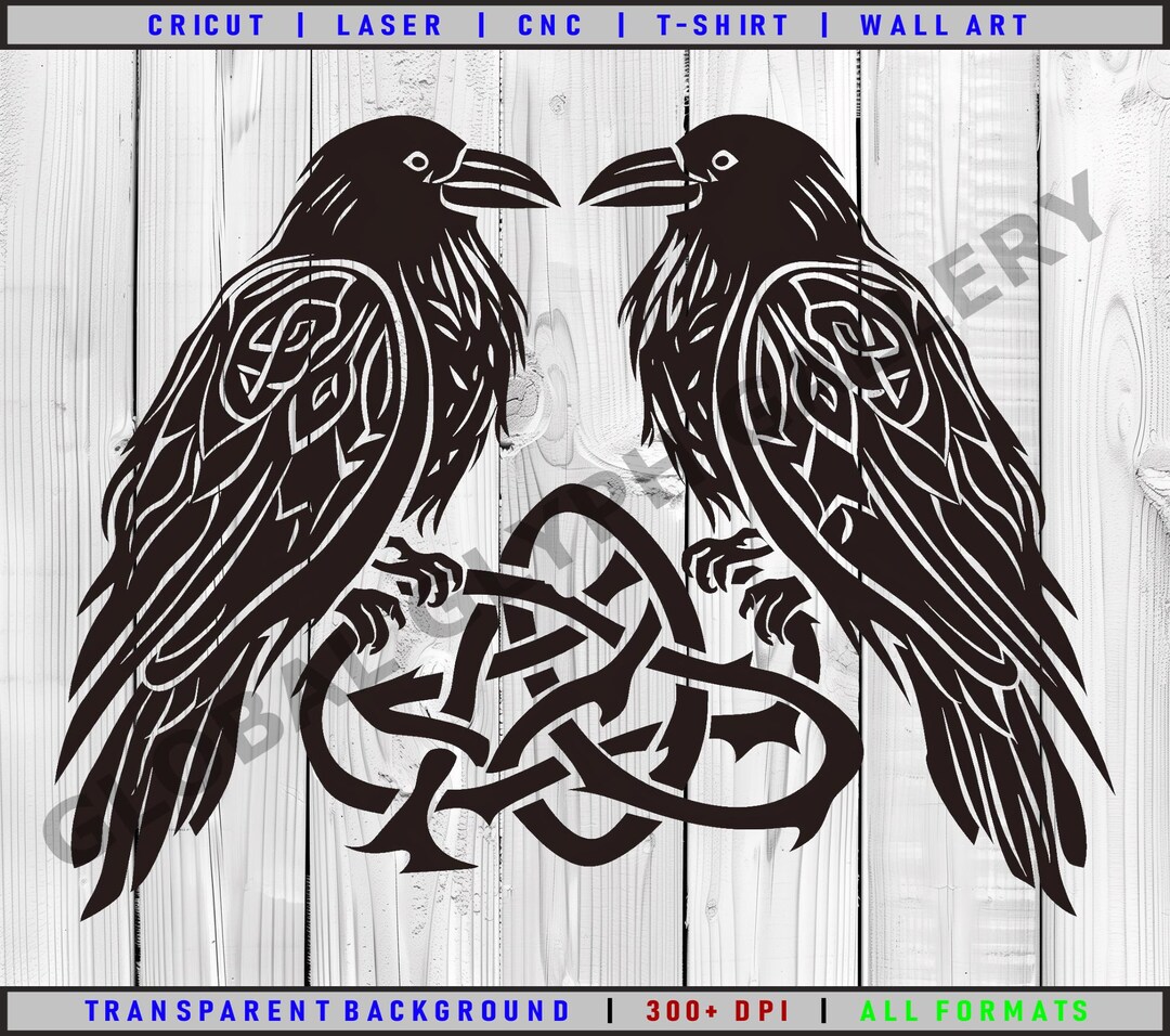 Celtic Ravens SVG | Raven Knot DXF | Cricut Cut File | Celtic Knot Art ...