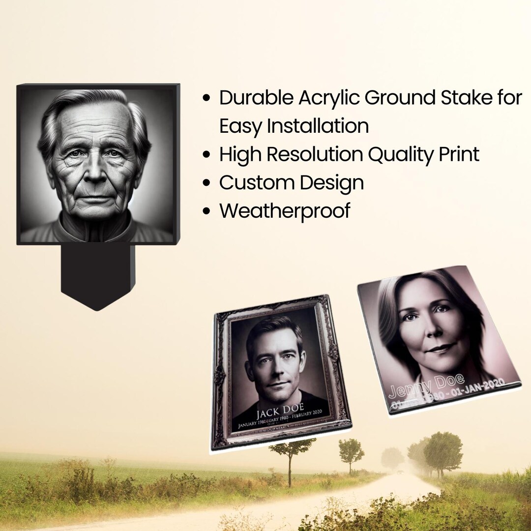Custom Memorial Tribute: Personalized Photo Cemetery Sign, Weatherproof ...