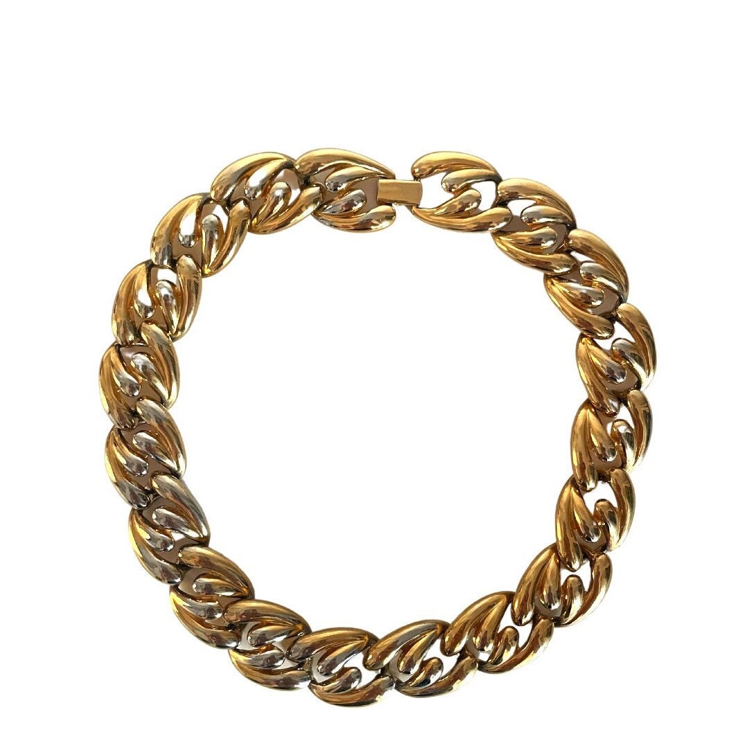 P.E.P Signed Two Tone Link Chain Necklace - Etsy